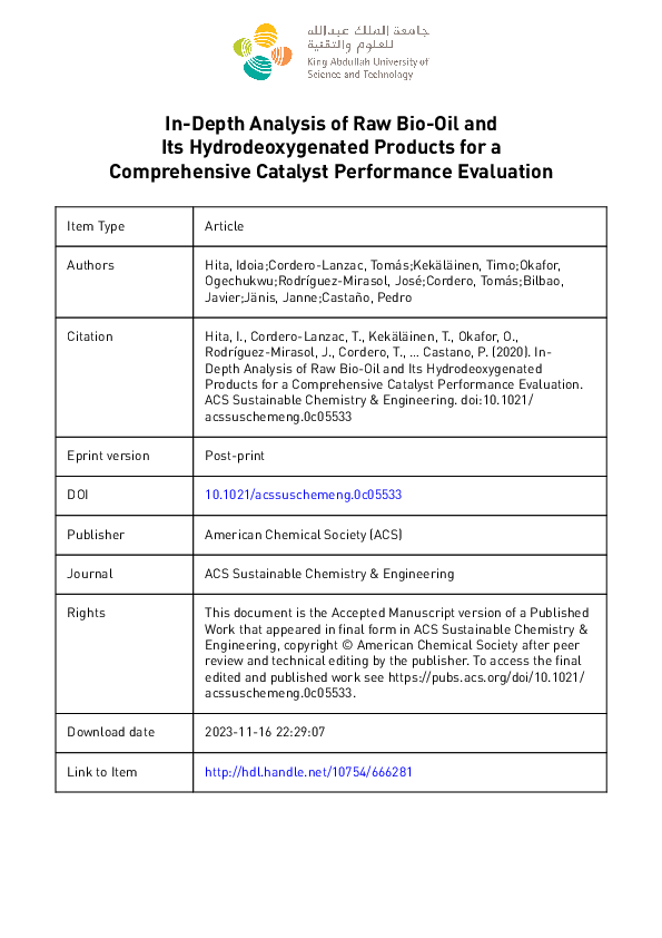 (PDF) In-Depth Analysis of Raw Bio-Oil and Its Hydrodeoxygenated ...