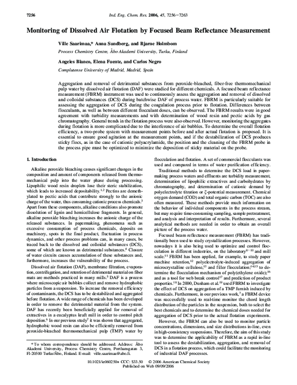 (PDF) Monitoring of Dissolved Air Flotation by Focused Beam Reflectance ...