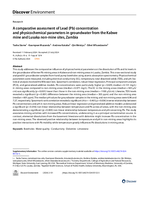 (PDF) A comparative assessment of Lead (Pb) concentration and ...