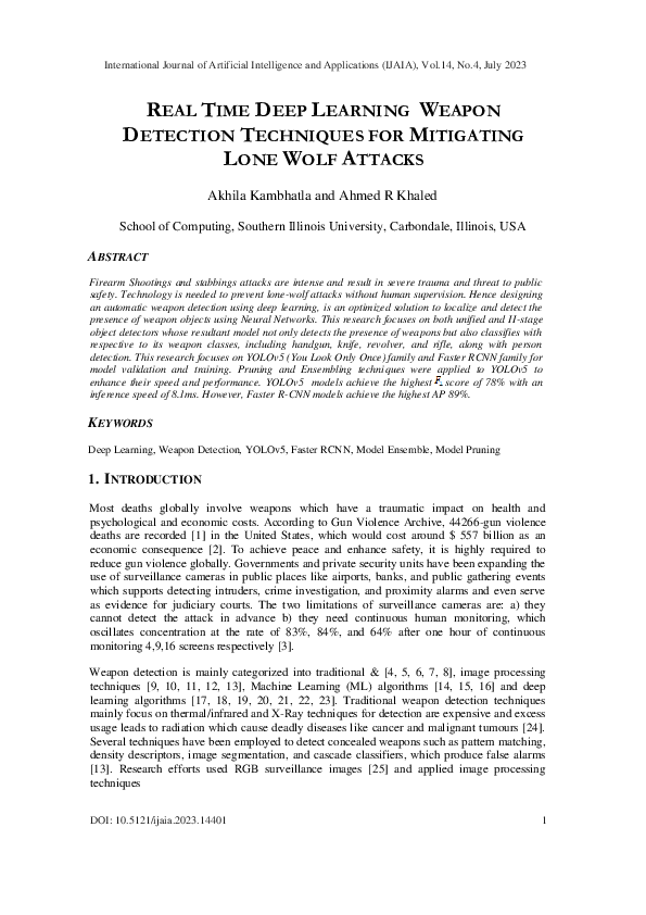 (PDF) Real Time Deep Learning Weapon Detection Techniques for ...