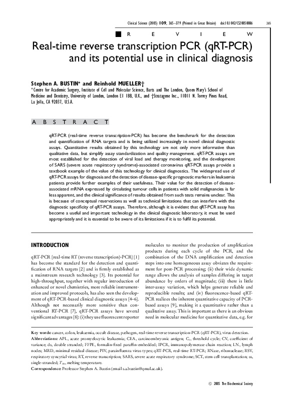 (PDF) Real-time reverse transcription PCR (qRT-PCR) and its potential ...