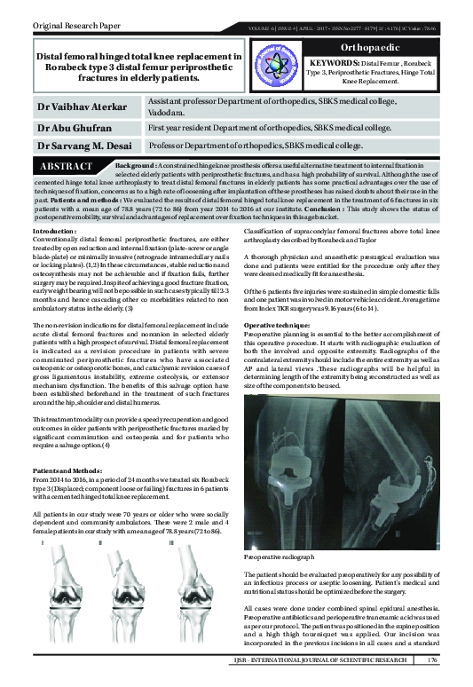 (PDF) Distal femoral hinged total knee replacement in Rorabeck type 3 distal femur ...