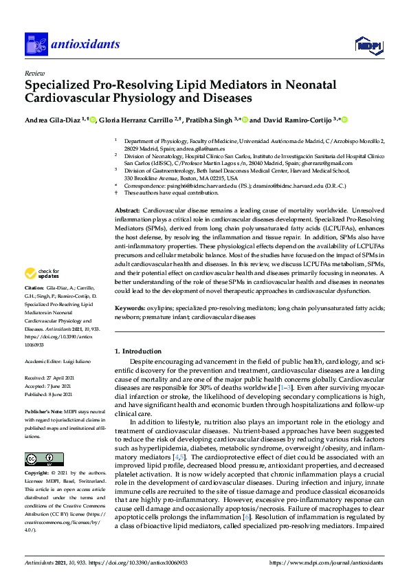 (PDF) Specialized Pro-Resolving Lipid Mediators in Neonatal ...