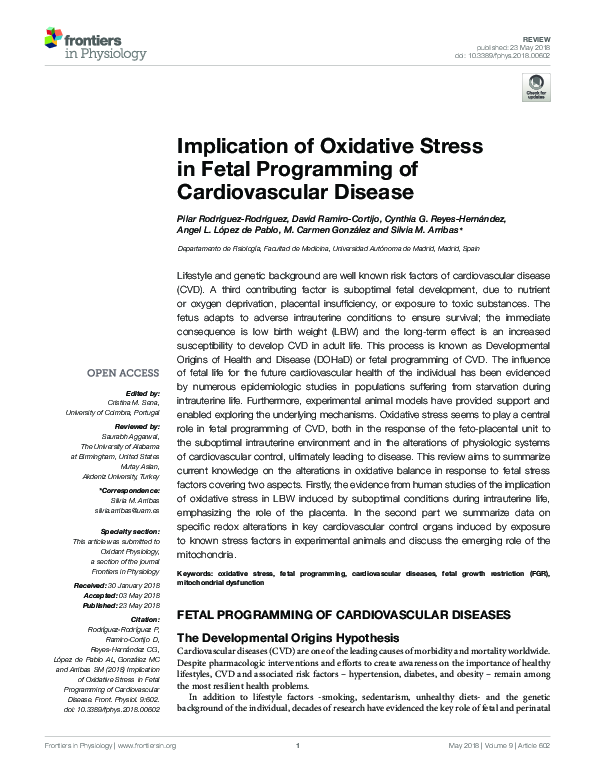 (PDF) Implication of Oxidative Stress in Fetal Programming of ...