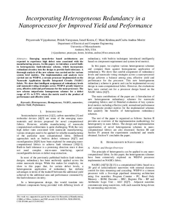 (PDF) Incorporating Heterogeneous Redundancy in a Nanoprocessor for ...