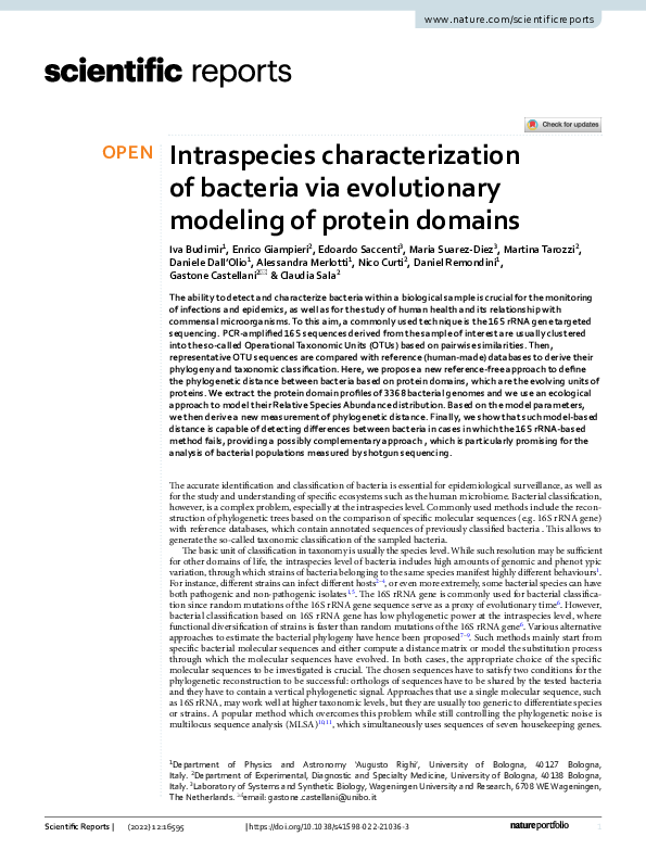 (PDF) Intraspecies characterization of bacteria via evolutionary ...