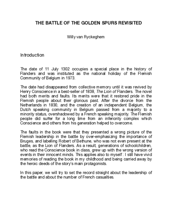 (PDF) THE BATTLE OF THE GOLDEN SPURS REVISITED
