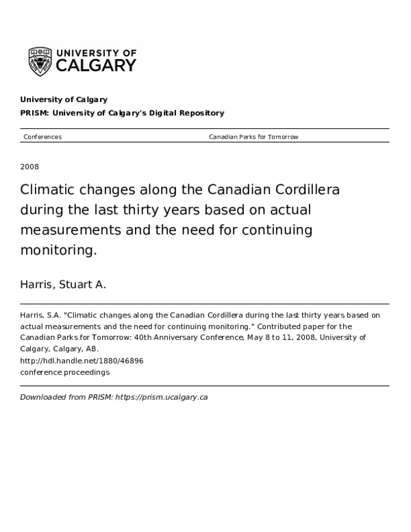 (PDF) Climatic changes along the Canadian Cordillera during the last ...