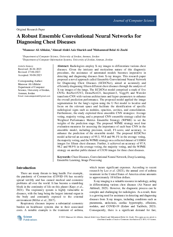 (PDF) A Robust Ensemble Convolutional Neural Networks for Diagnosing Chest Diseases