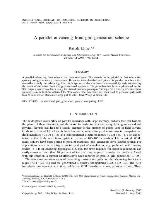 (PDF) A parallel advancing front grid generation scheme