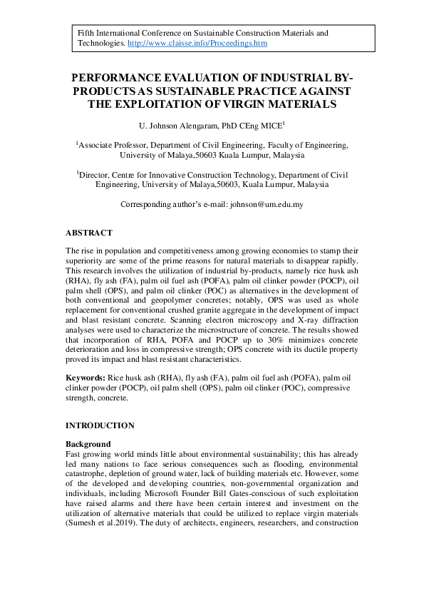(PDF) Performance evaluation of industrial by-products as sustainable ...