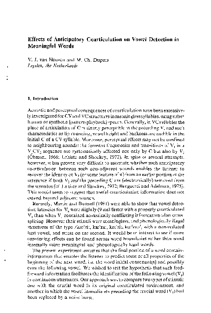 (PDF) Effects of anticipatory coarticulation on vowel detection in meaningful words