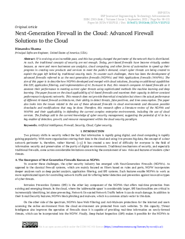 (PDF) Next-Generation Firewall in the Cloud: Advanced Firewall ...