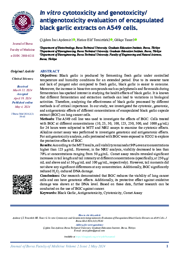 (PDF) In vitro Cytotoxicity and Genotoxicity/Antigenotoxicity ...