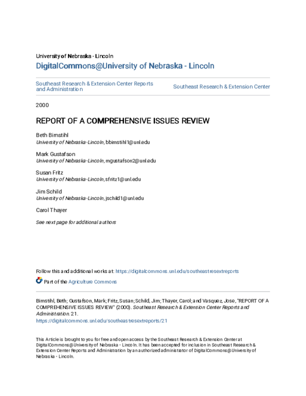 (PDF) Report of a Comprehensive Issues Review