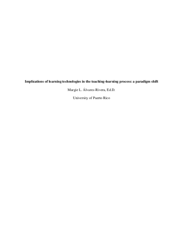 (PDF) Implications of learning technologies in the teaching-learning process: a paradigm shift