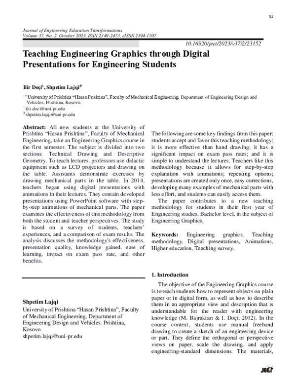 (PDF) Teaching Engineering Graphics through Digital Presentations for ...