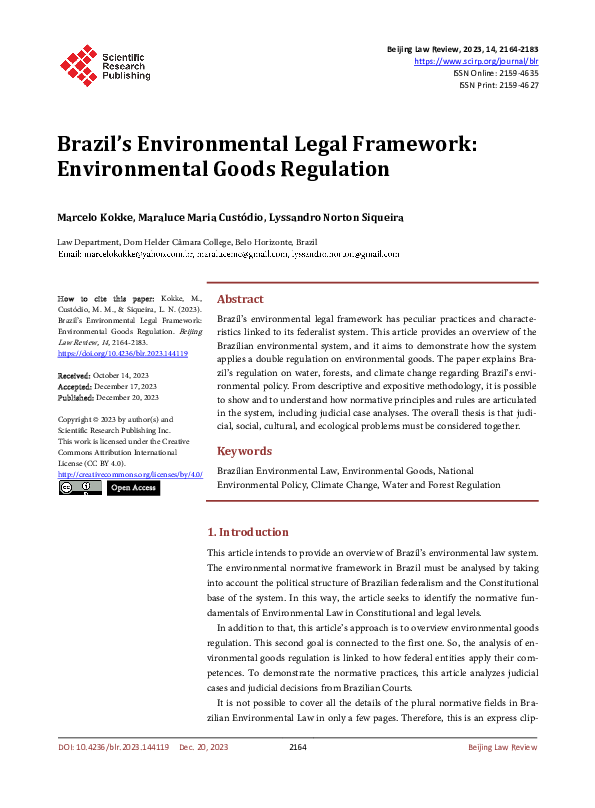 (PDF) Brazil’s Environmental Legal Framework: Environmental Goods ...