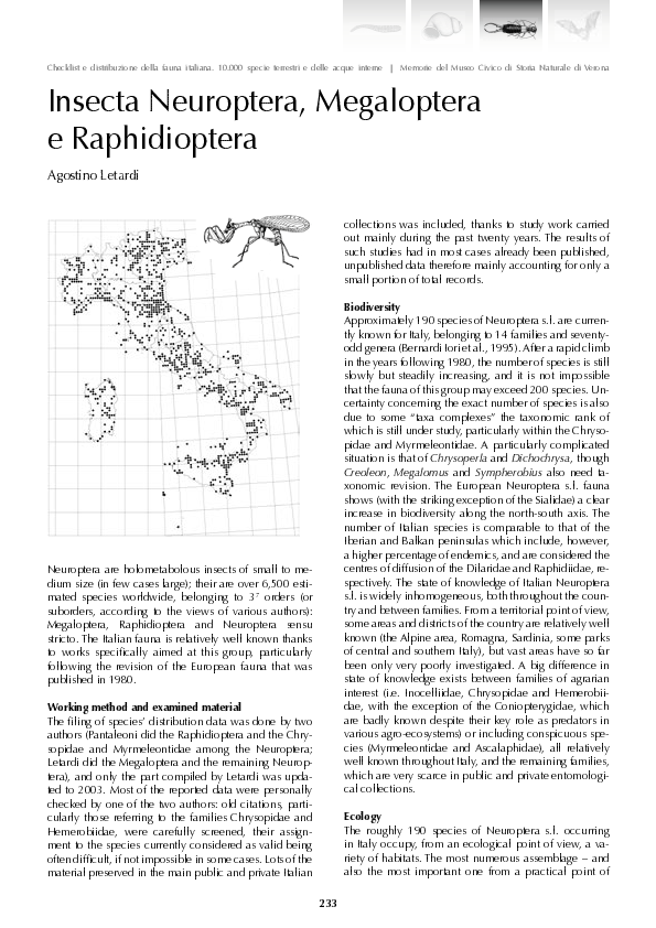 (PDF) Insecta Neuroptera , Megaloptera e Raphidioptera