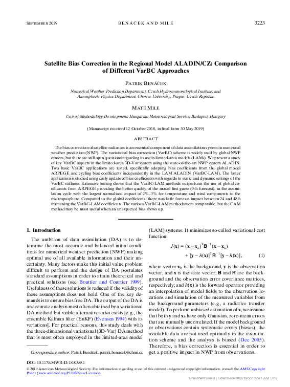 (PDF) Satellite Bias Correction in the Regional Model ALADIN/CZ: Comparison of Different VarBC ...