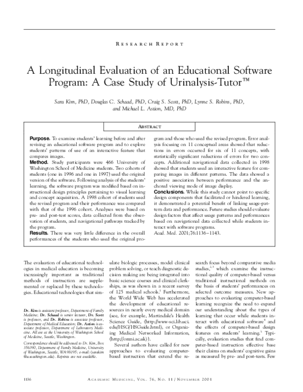 (PDF) A Longitudinal Evaluation of an Educational Software Program