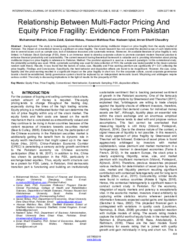 (PDF) Relationship Between Multi factor Pricing And Equity Price ...