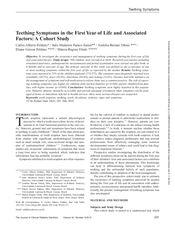 (PDF) Teething Symptoms in the First Year of Life and Associated ...