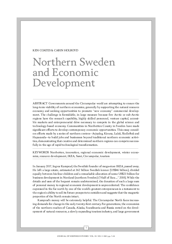 (PDF) Northern Sweden and Economic Development