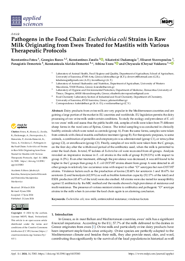 (PDF) Pathogens in the Food Chain: Escherichia coli Strains in Raw Milk ...