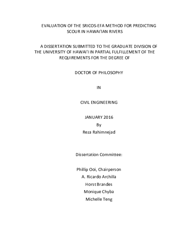 (PDF) Evaluation of the SRICOS-EFA method for predicting scour in Hawai ...