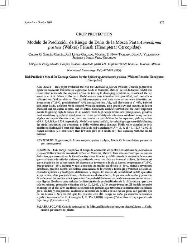 (PDF) Modelo de predicción de riesgo de daño de la mosca pinta ...