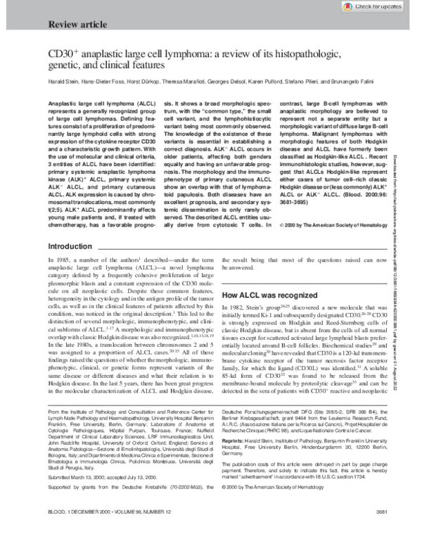 (PDF) CD30+ anaplastic large cell lymphoma: a review of its ...