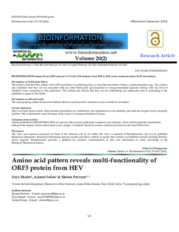 (PDF) Amino acid pattern reveals multi-functionality of ORF3 protein ...