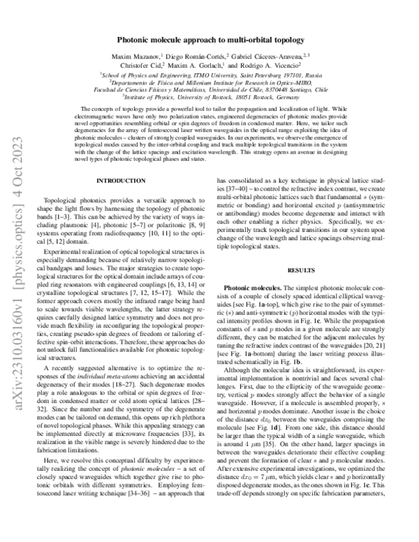 (PDF) Photonic molecule approach to multi-orbital topology