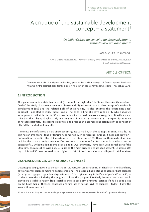 (PDF) A critique of the sustainable development concept – a statement.