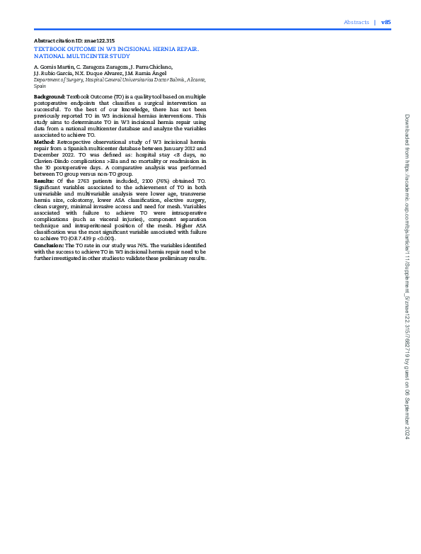 (PDF) Textbook Outcome in W3 Incisional Hernia Repair. National Multicenter Study