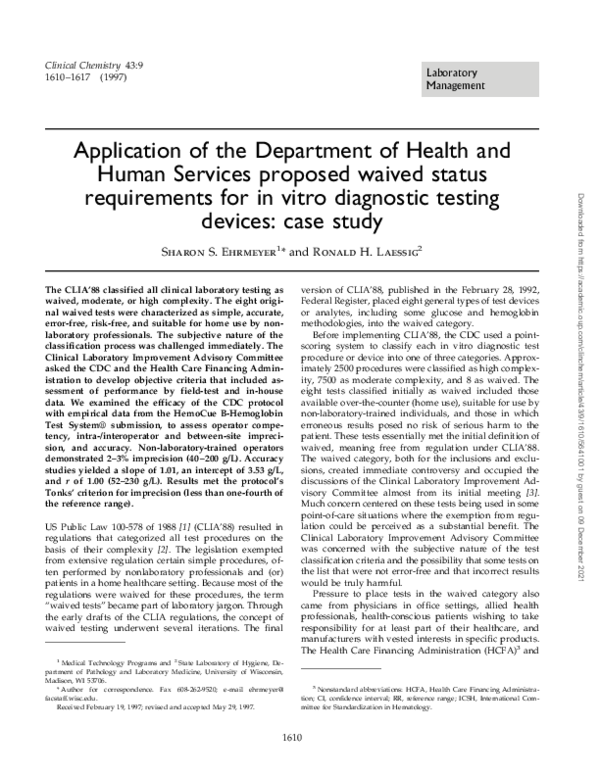(PDF) Application of the Department of Health and Human Services ...