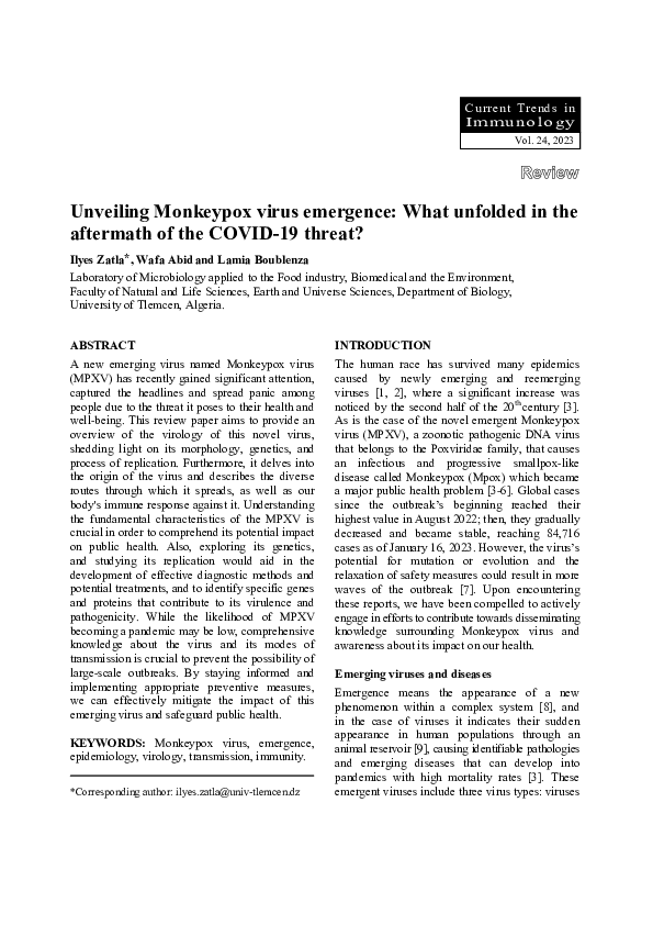 (PDF) Unveiling Monkeypox virus emergence: What unfolded in the ...