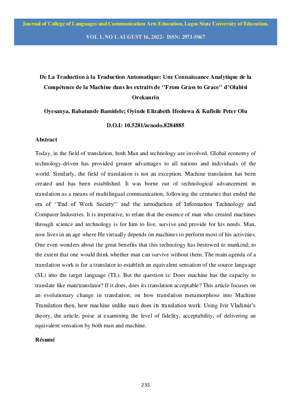 (PDF) De La Traduction à la Traduction Automatique: Une Connaissance ...