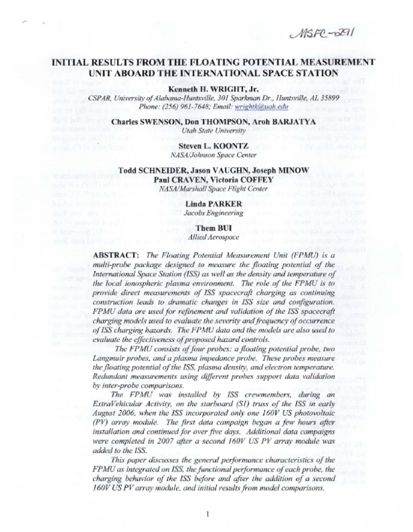 (PDF) Initial Results from the Floating Potential Measurement Unit ...
