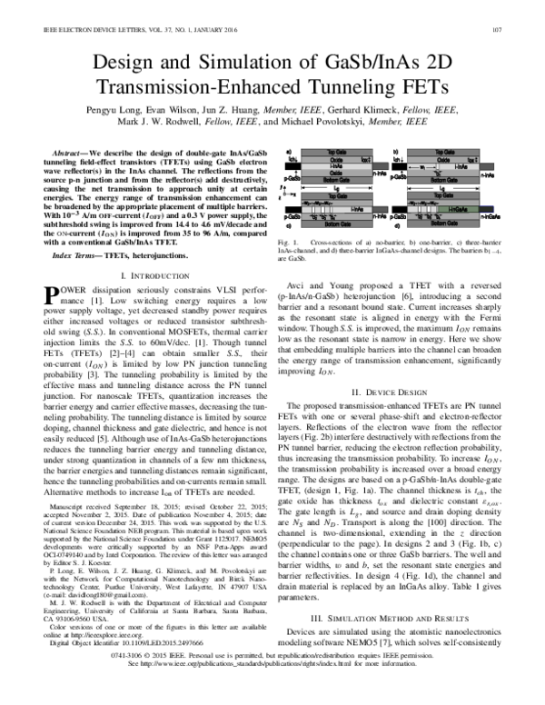 (PDF) Design and Simulation of GaSb/InAs 2D Transmission-Enhanced ...