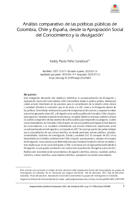 (PDF) Un análisis comparativo de las políticas públicas en Colombia, Chile y España desde un ...