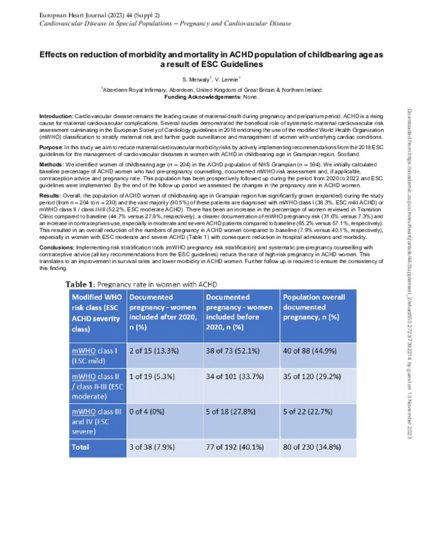 (PDF) Effects on reduction of morbidity and mortality in ACHD ...