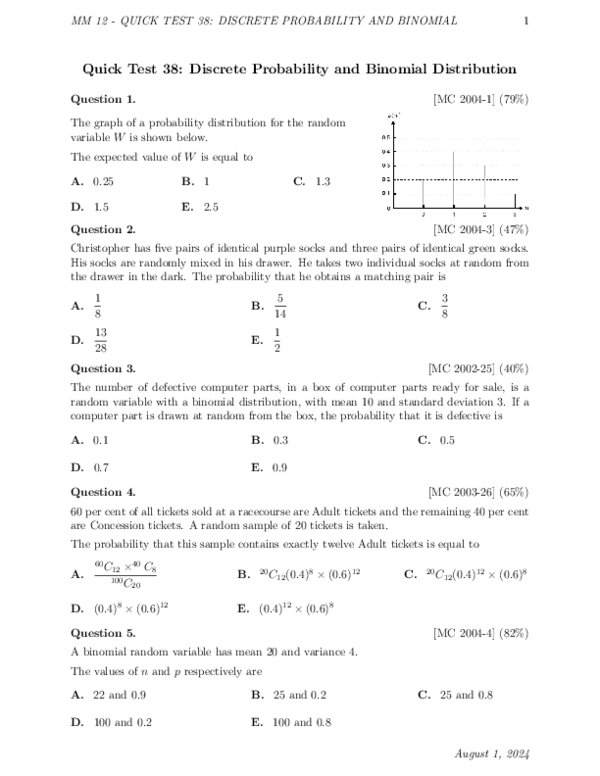 (PDF) Quick Test 38: Discrete Probability and Binomial Distribution ...