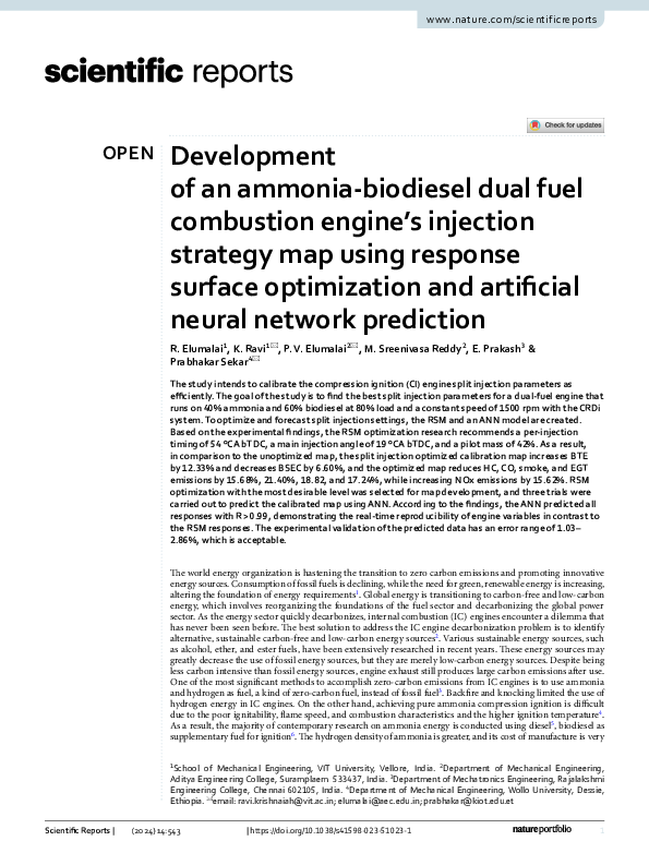 (PDF) Development of an ammonia-biodiesel dual fuel combustion engine's ...
