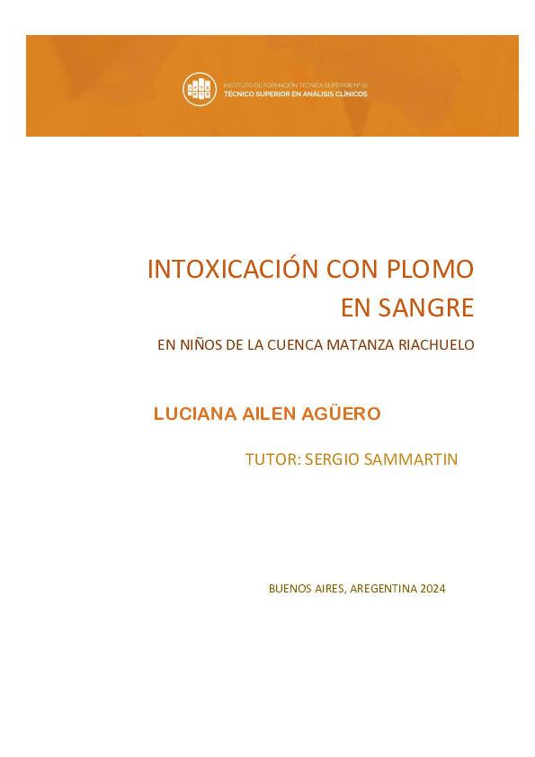 (PDF) Intoxicación con plomo en sangre en la Cuenca Matanza Riachuelo