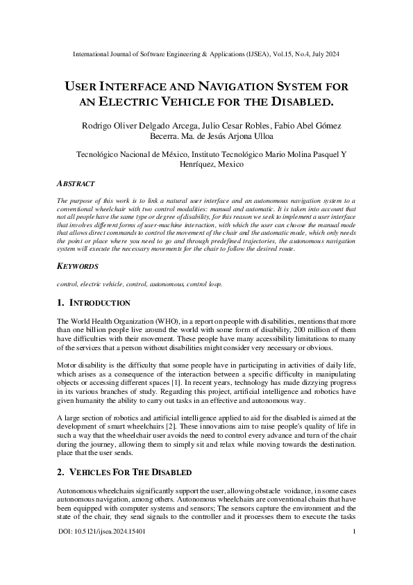 (PDF) Published Paper - User Interface and Navigation System for an ...