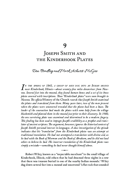 (PDF) Joseph Smith and the Kinderhook Plates