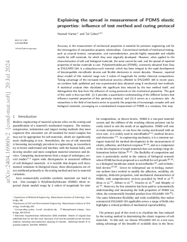 (PDF) PDMS elastic properties: influence of fabrication protocol and ...