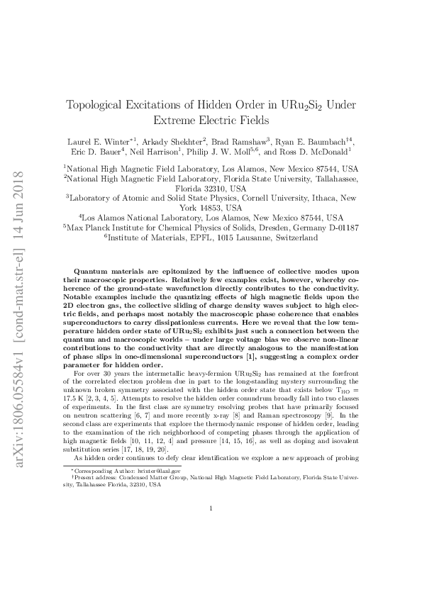 (PDF) Topological Excitations of Hidden Order in URu 2 Si 2 Under ...
